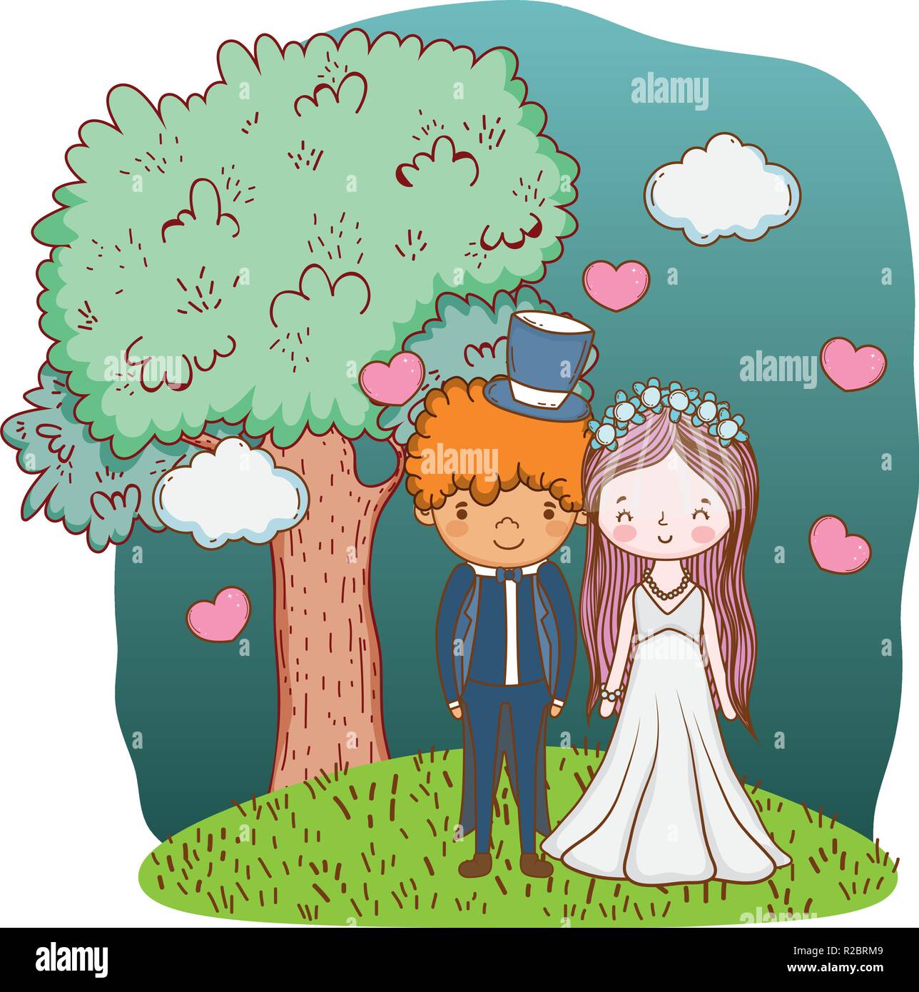 Wedding couple cute cartoon Stock Vector Image & Art - Alamy