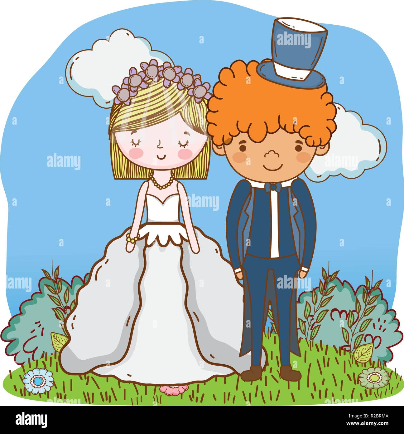 Cute Wedding Couple Cartoon