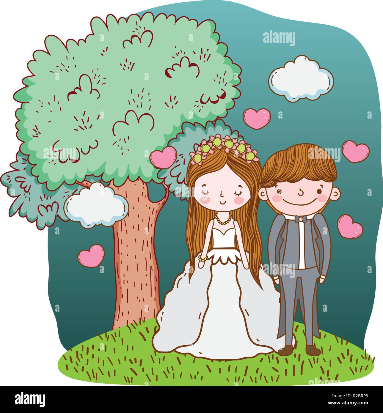 Wedding couple cute cartoon Stock Vector Image & Art - Alamy