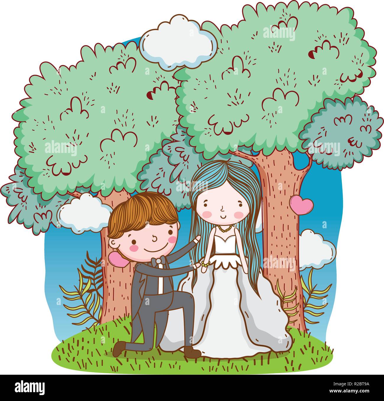 Wedding couple cute cartoon Stock Vector Image & Art - Alamy