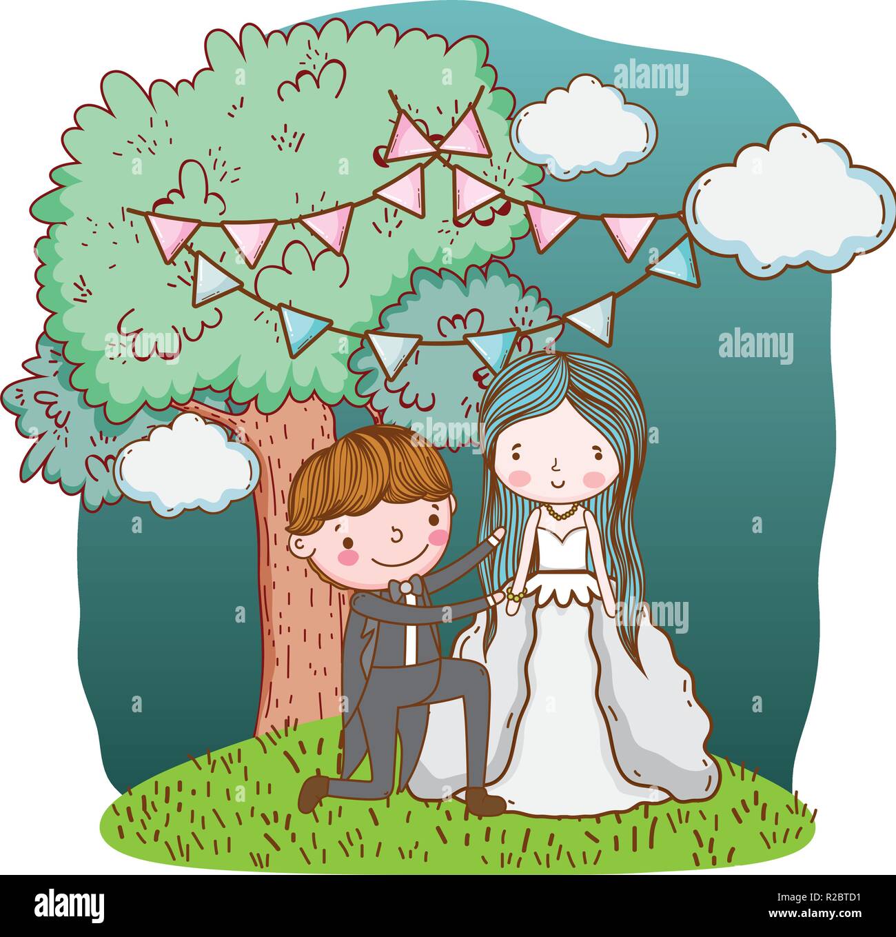 Wedding couple cute cartoon Stock Vector Image & Art - Alamy