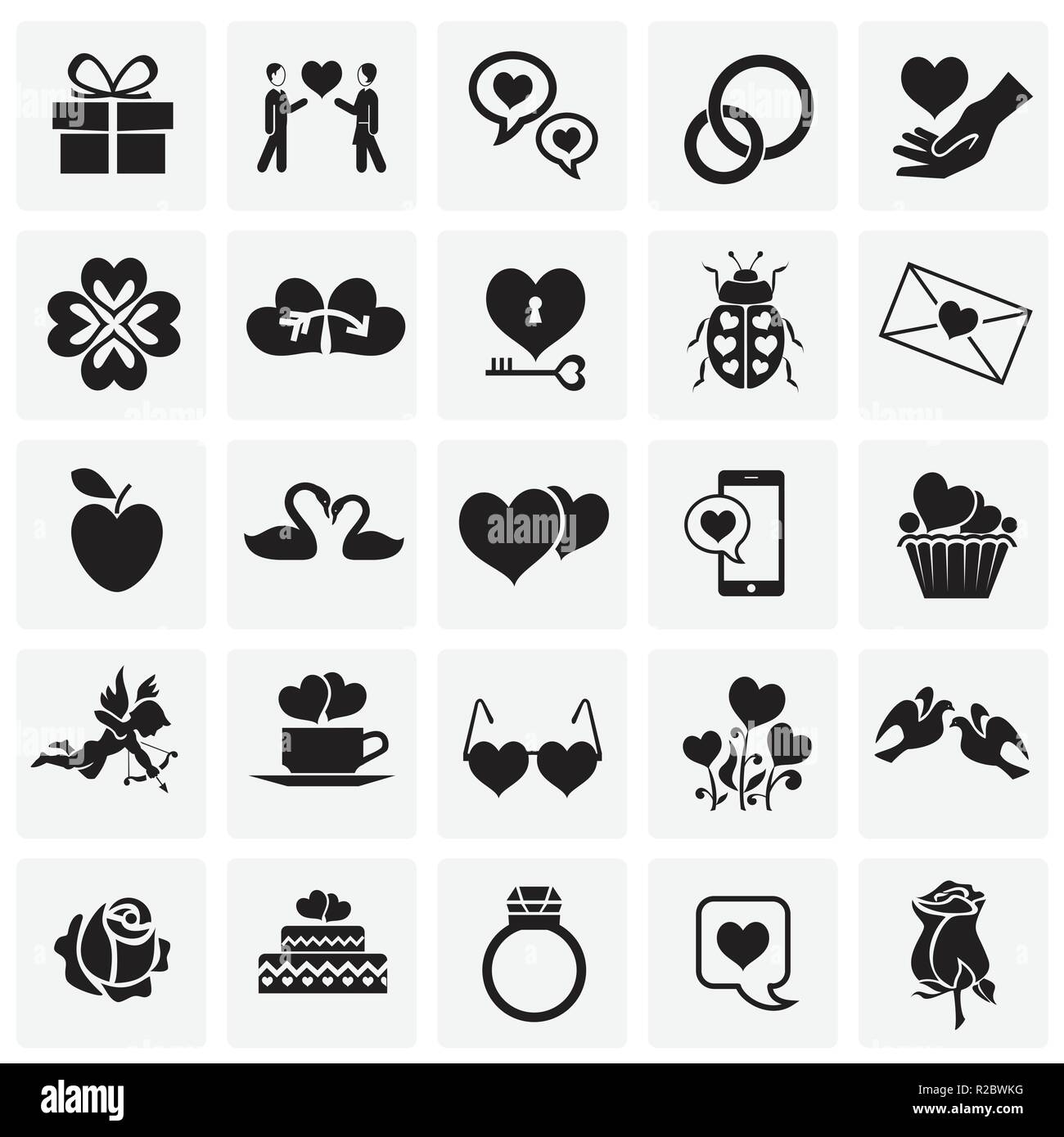 Valentines day set on squares background Stock Vector Image & Art - Alamy