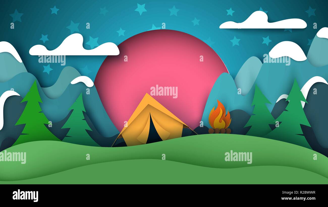 Cartoon landscape tent sun hi-res stock photography and images - Alamy