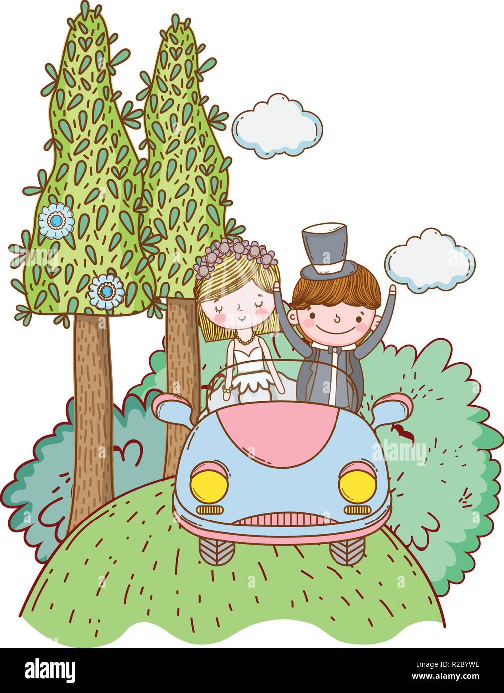 wedding couple marriage cute cartoon Stock Vector Image & Art - Alamy