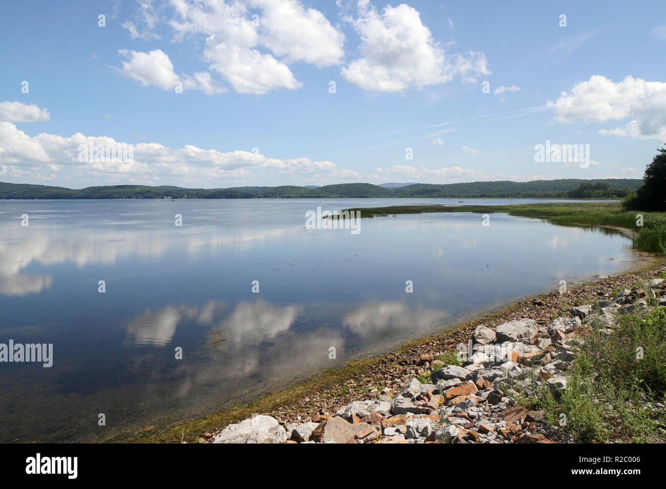 Lake Champlain seen from beside Route 2 between the mainland and the ...