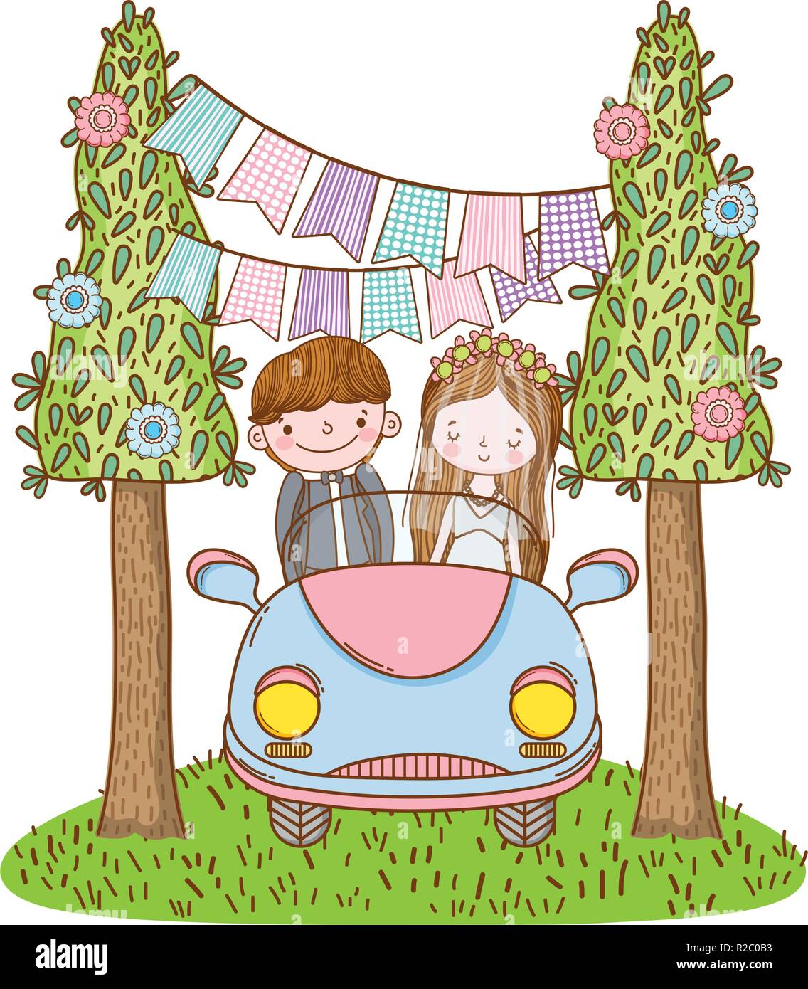 wedding couple marriage cute cartoon Stock Vector Image & Art - Alamy