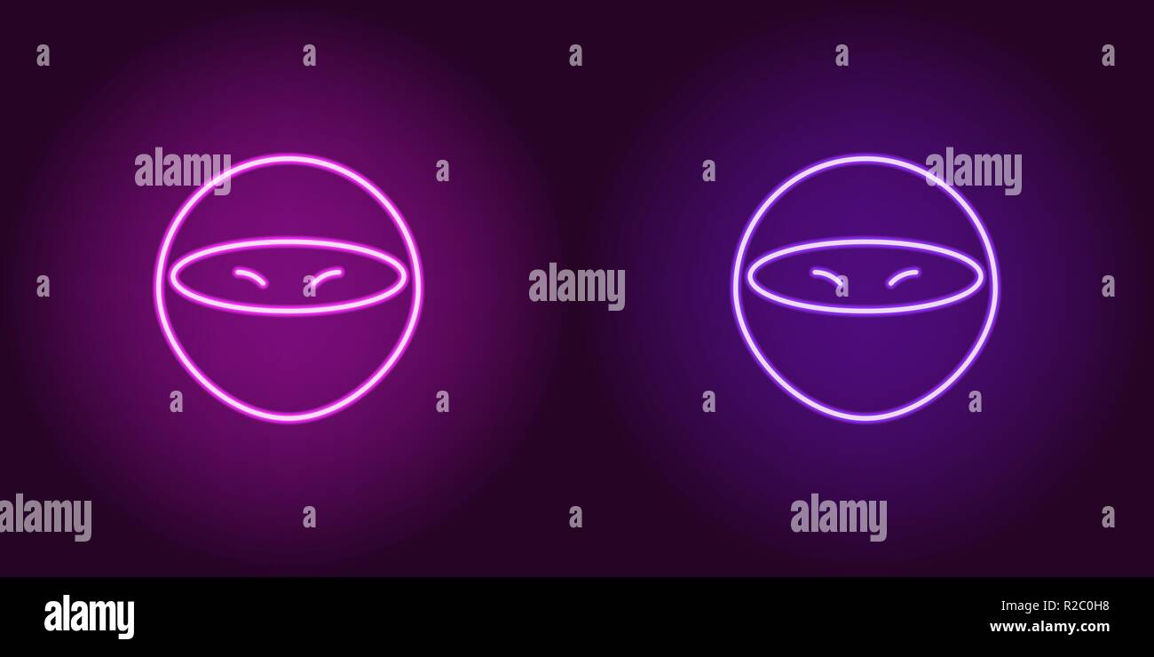 Neon ninja, glowing sign. Vector illustration of cartoon ninja in neon ...