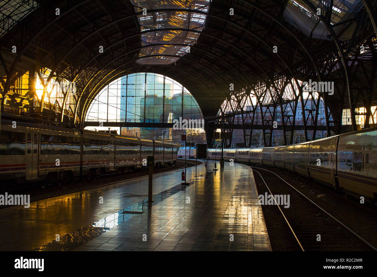 BARCELONA, SPAIN - 13 JANUARY 2018: Morning French Station Barcelona ...