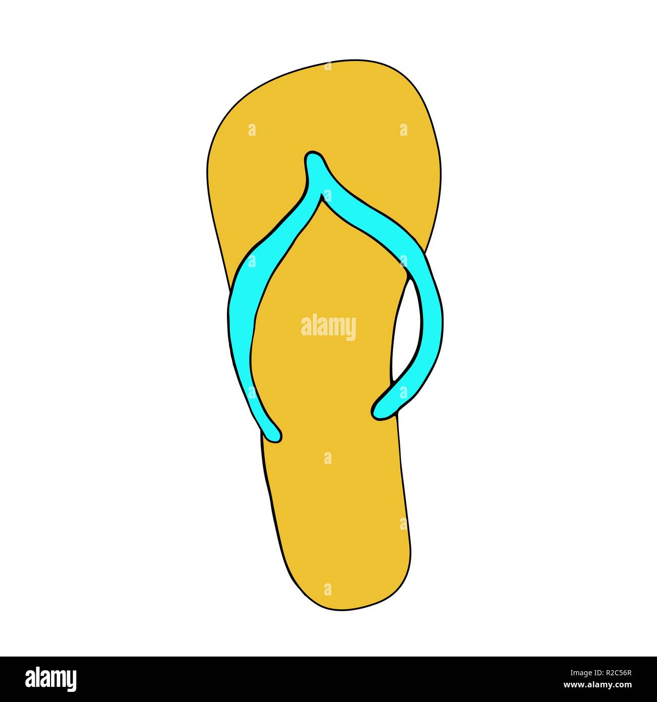 Colorful flip flops, summer time vacation attribute, shoes, slippers, sketch style. isolated on ...