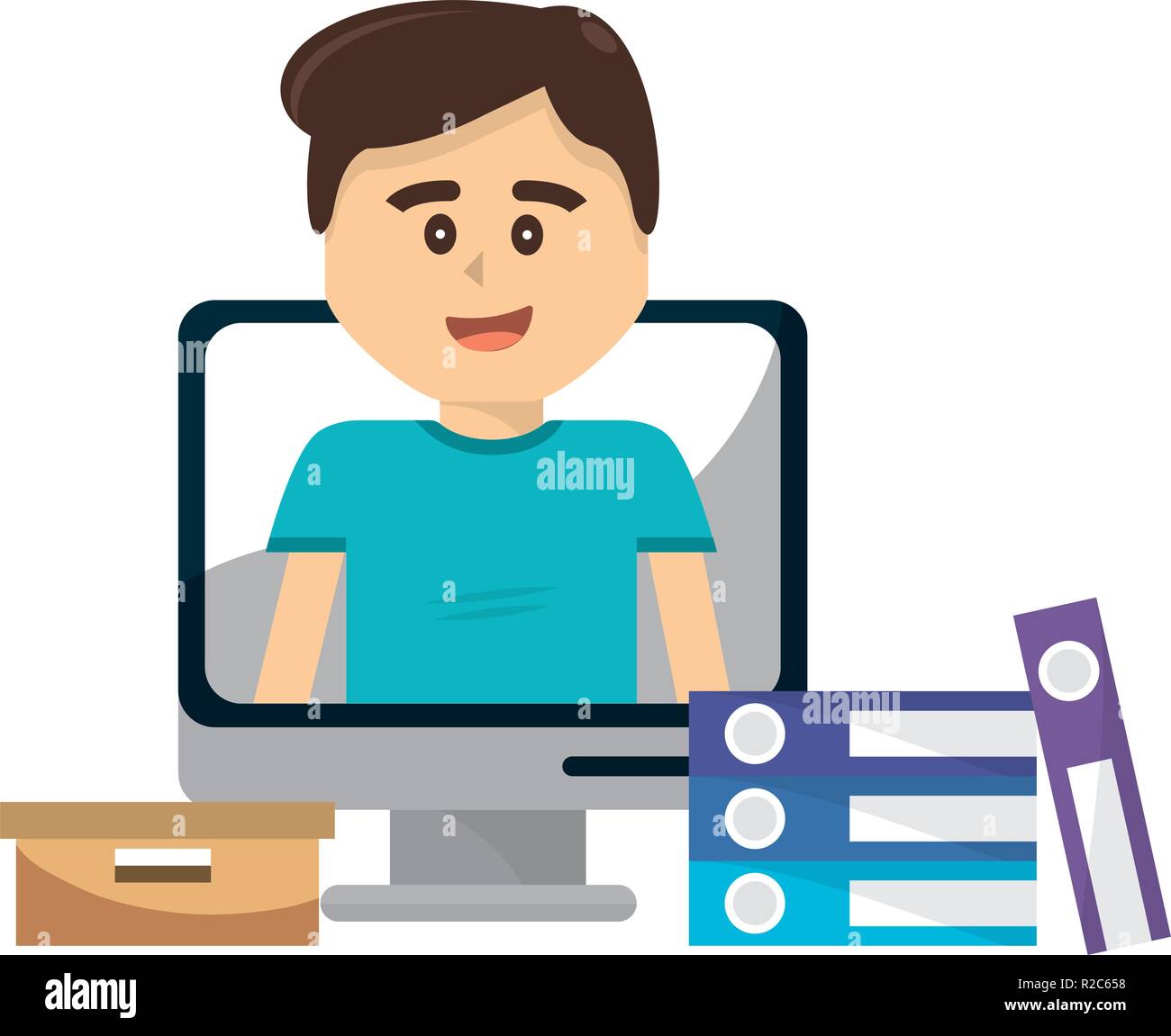 Boy inside computer design Stock Vector Image & Art - Alamy