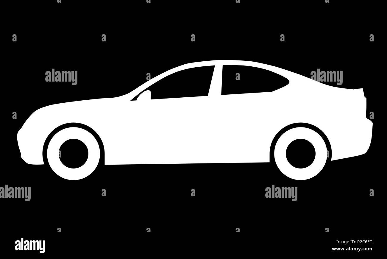 Car symbol icon - white, 2d, isolated - vector illustration Stock ...