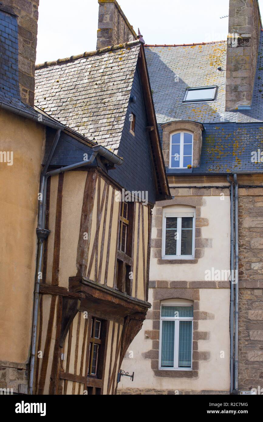 old colombage houses on a streets of small french town Stock Photo - Alamy