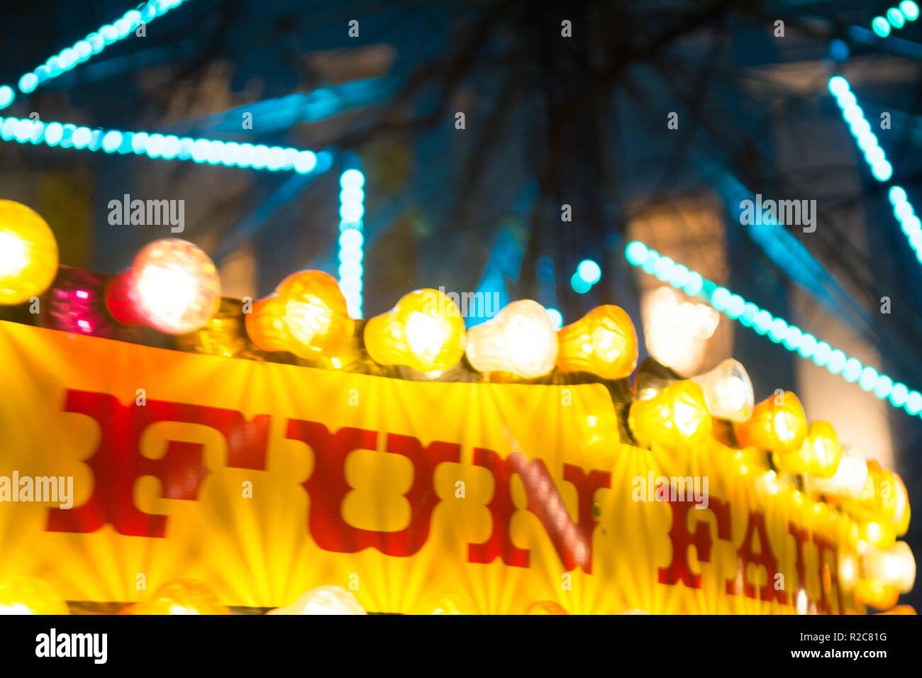Fun fair lights, blurred for fairground background Stock Photo - Alamy