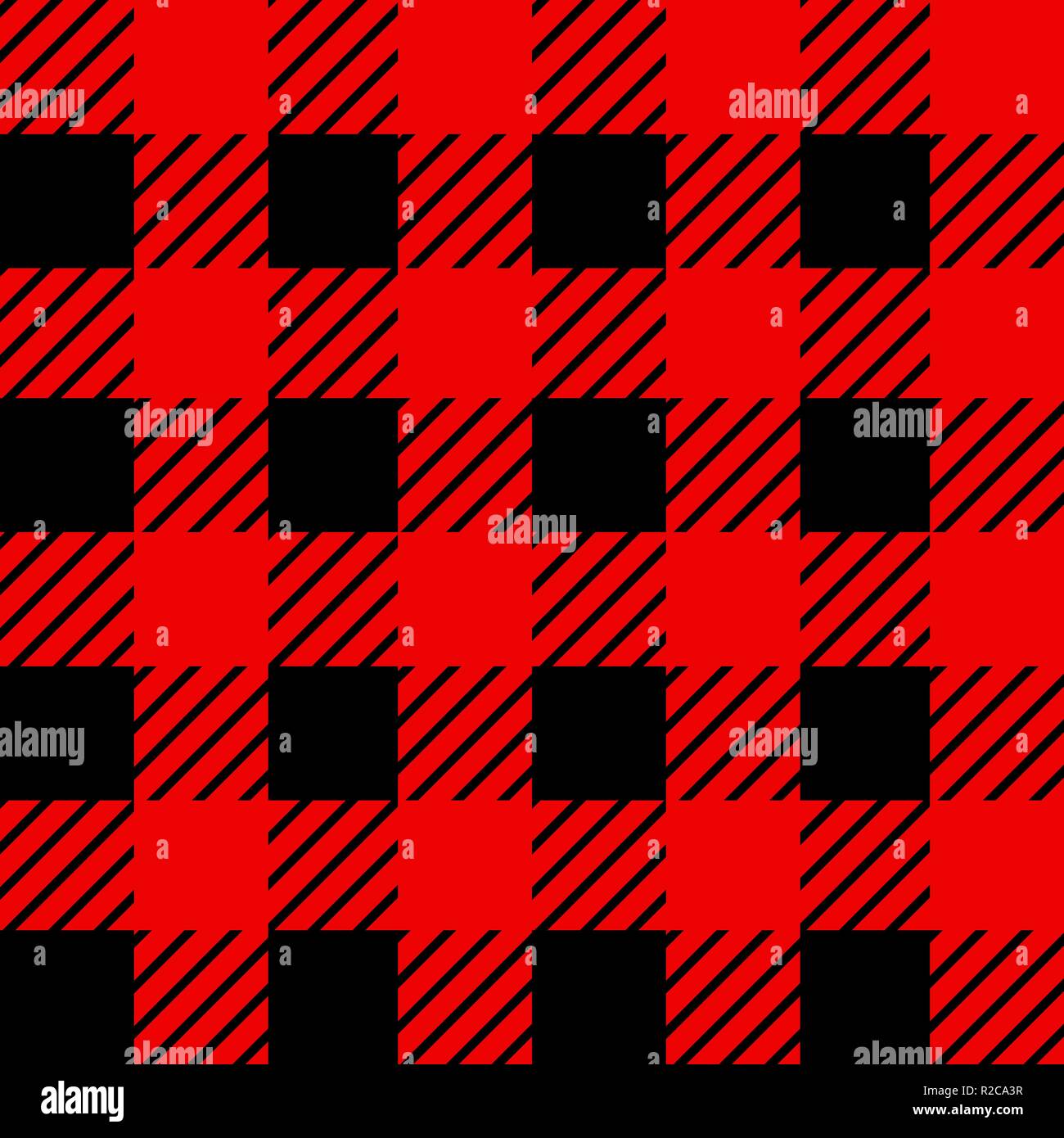 Lumberjack plaid pattern in red and black. Seamless vector pattern ...