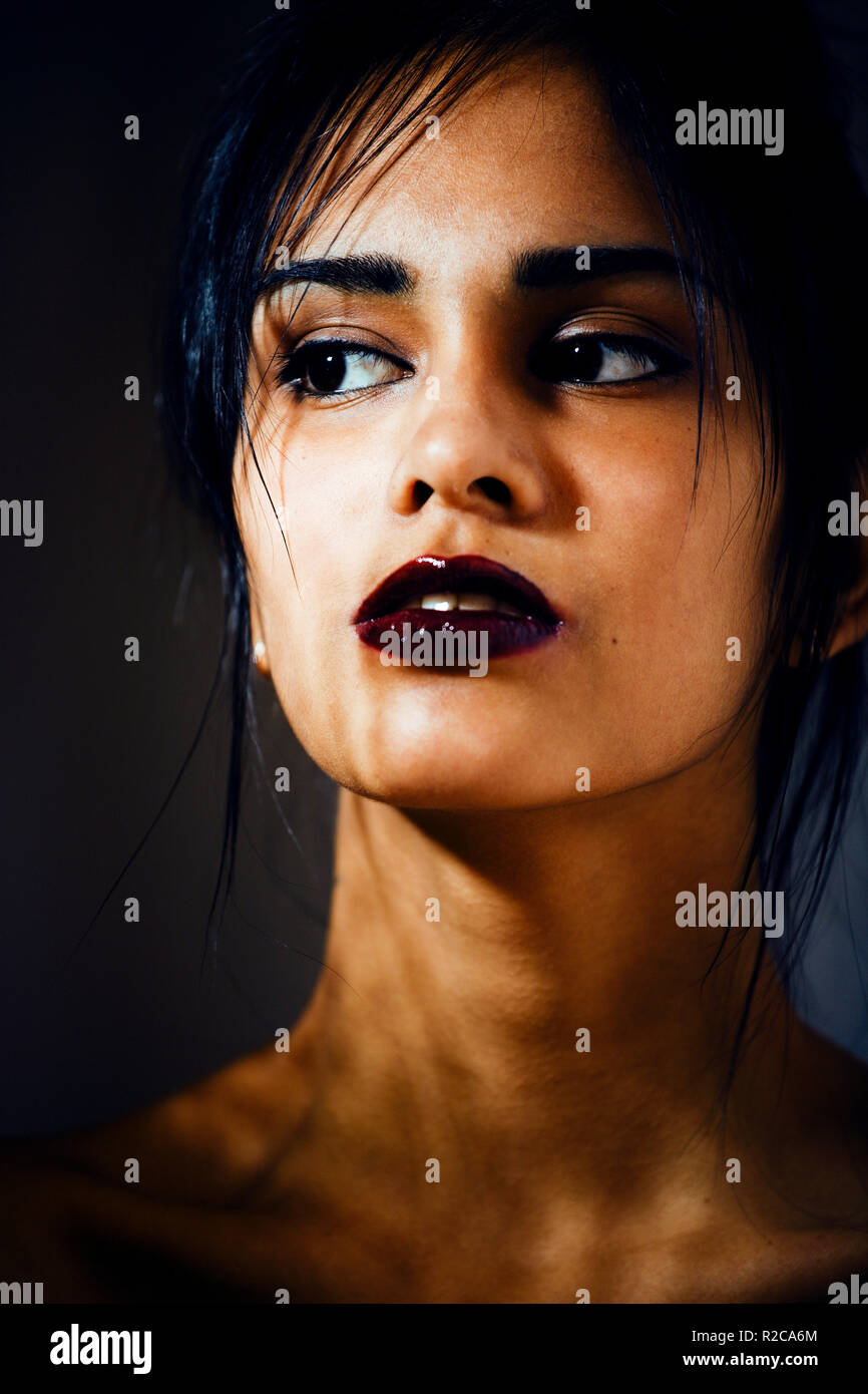 beauty latin young woman in depression, hopelessness look, fashi Stock ...