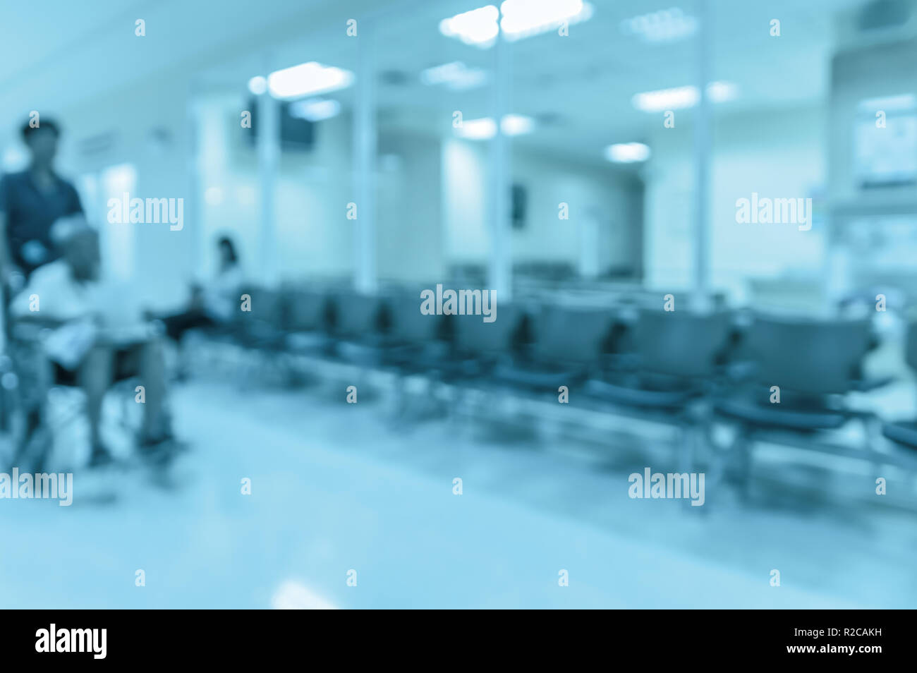 Abstract photo blurred of hospital background, Patient sitting chair ...