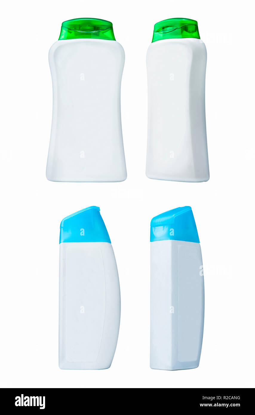 Set of shampoo bottle with different bottles display isolated over ...