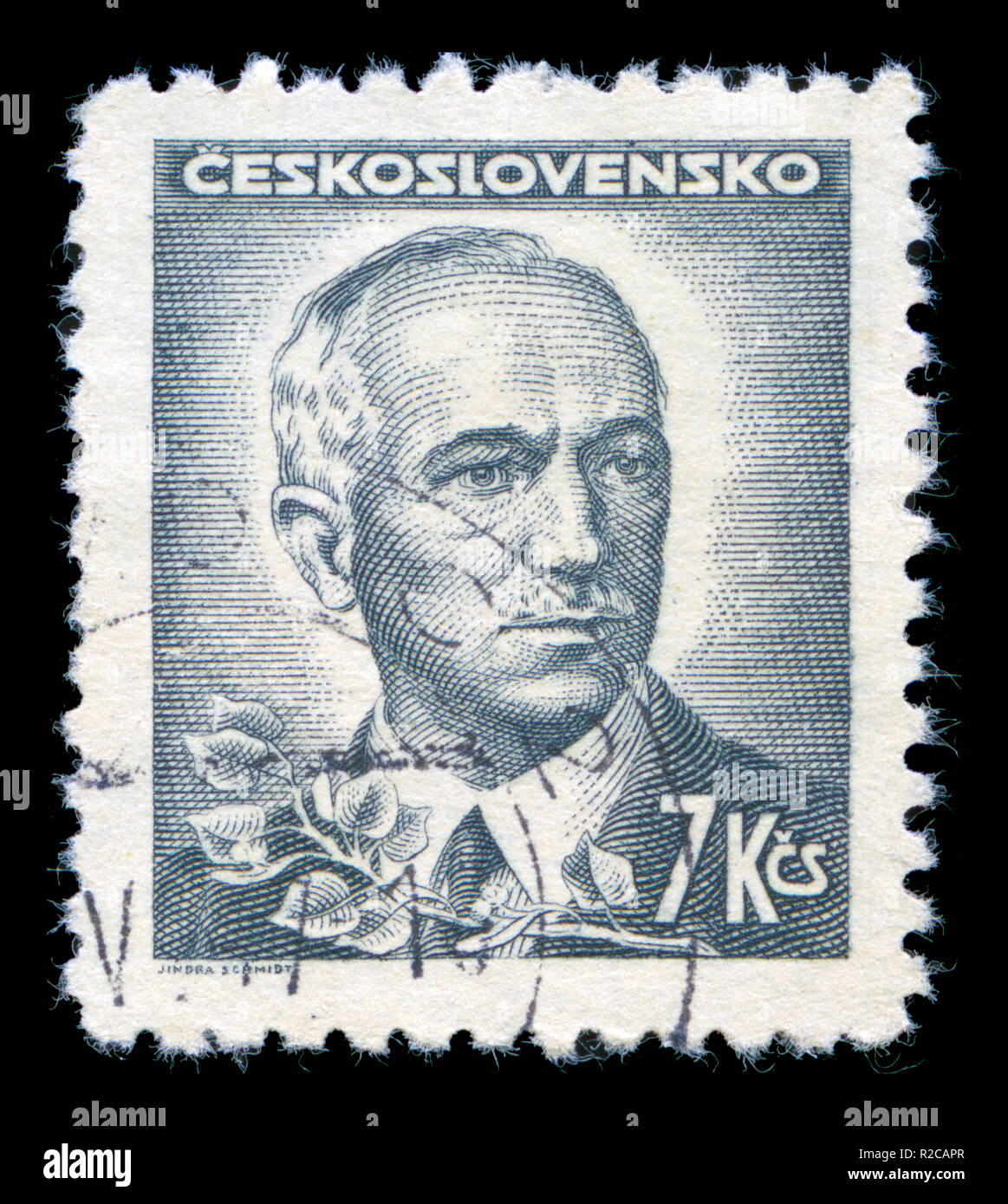 Postage stamp from Czechoslovakia in the Portraits series issued in ...