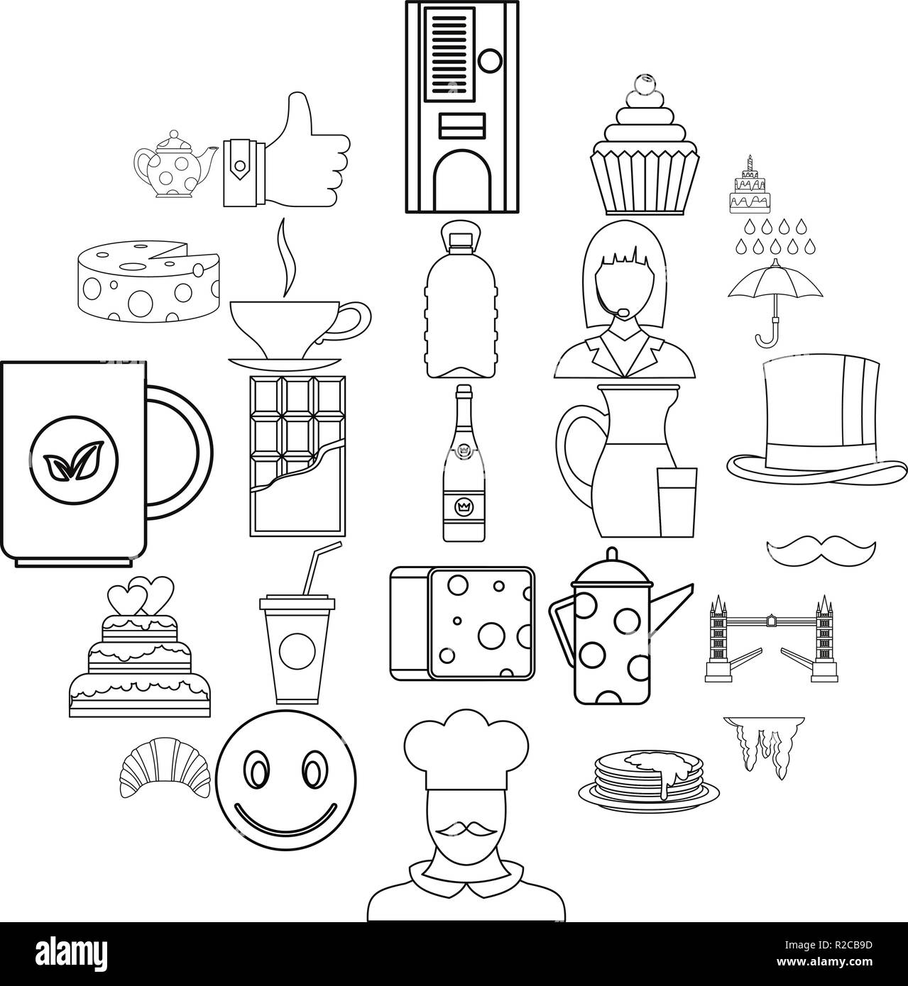 Tea icons set, outline style Stock Vector Image & Art - Alamy
