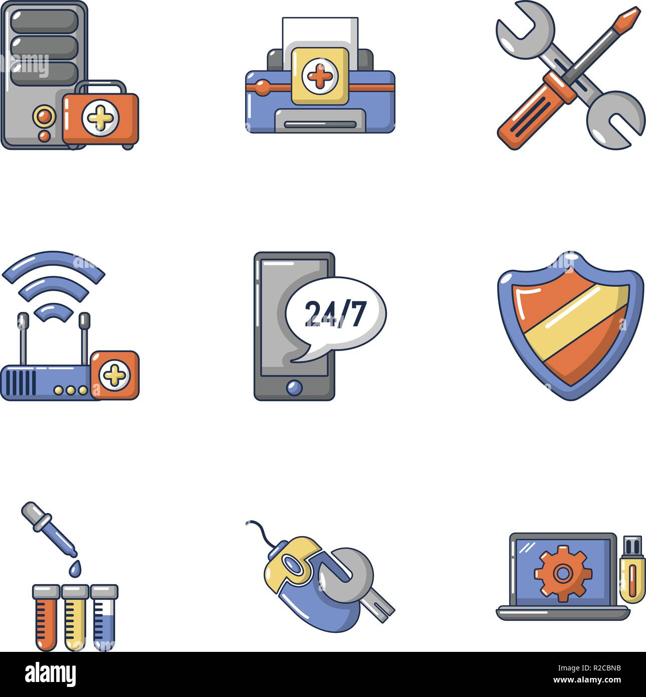 PC repair icons set, cartoon style Stock Vector Image & Art - Alamy