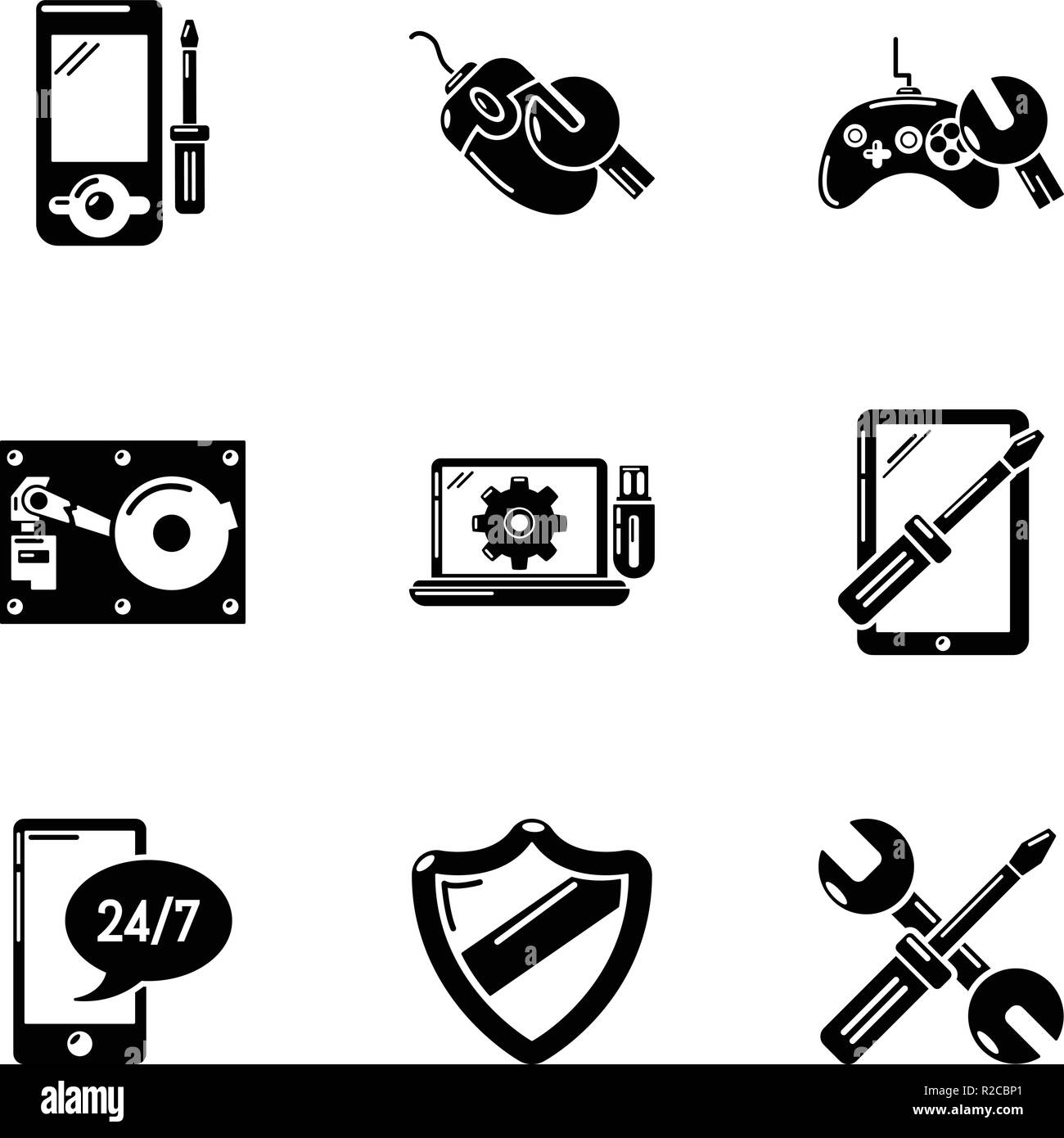 Personal computer icons set, simple style Stock Vector Image & Art - Alamy