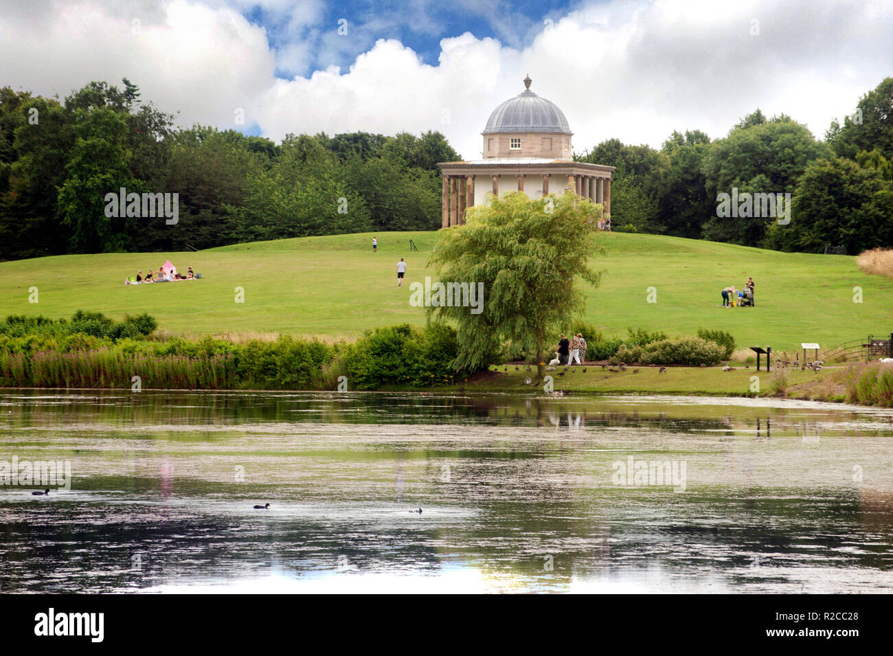 The Temple of Minerva and lake, Hardwick Park, County Durham Stock ...