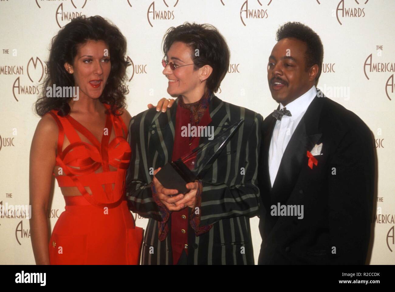 LOS ANGELES, CA - JANUARY 25: (L-R) Singer Celine Dion, Singer K.D ...