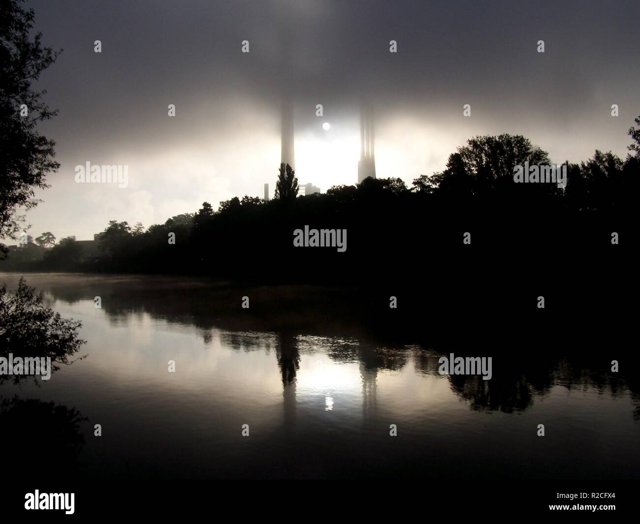 chemical plant in morning mist 3 Stock Photo - Alamy