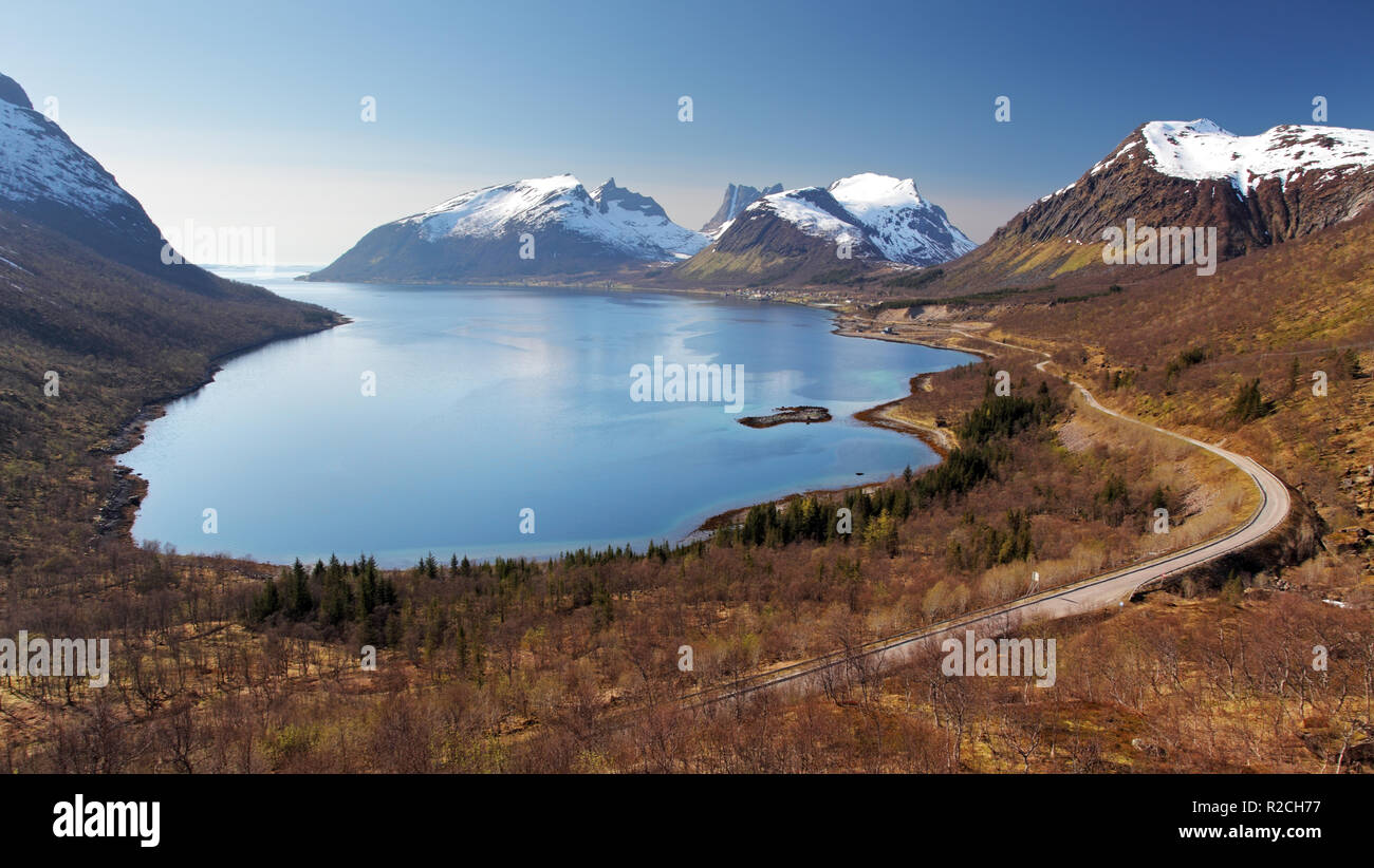 Mountain and fjord in Norway - Senja Stock Photo - Alamy