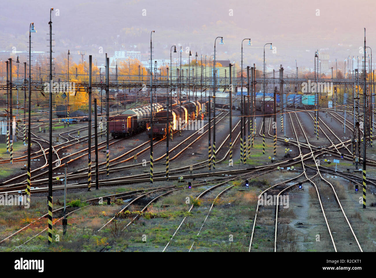 Freight Station with trains - Cargo transportation Stock Photo - Alamy