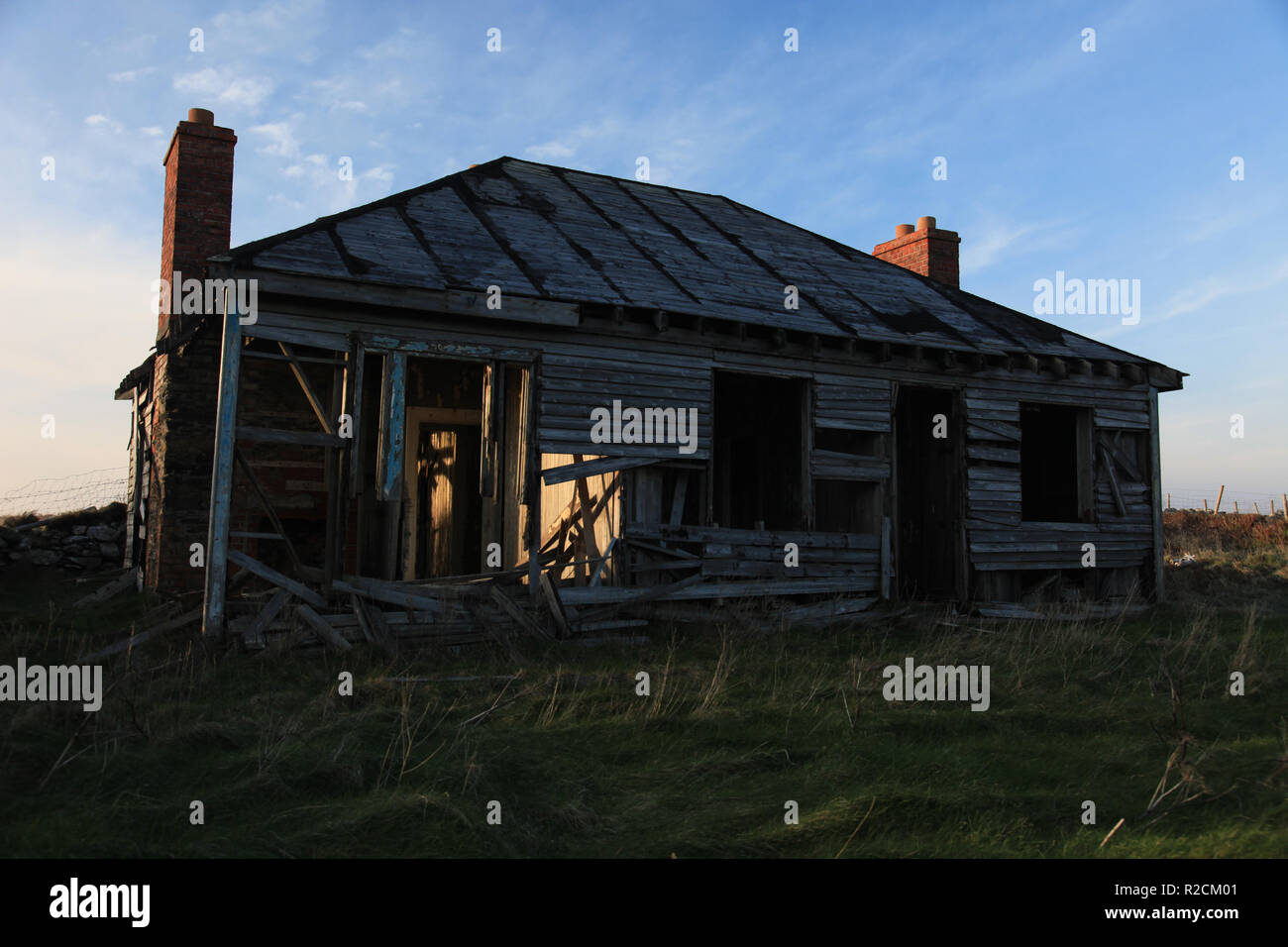 old wooden built dwelling house in decay, wild atlantic way, county ...