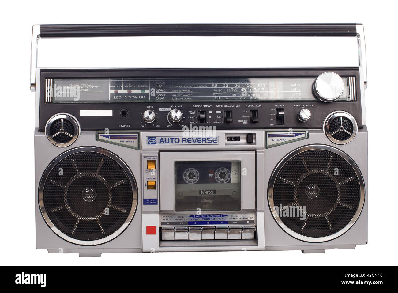 Retro ghetto blaster isolated on white with. Stylish retro boombox on ...