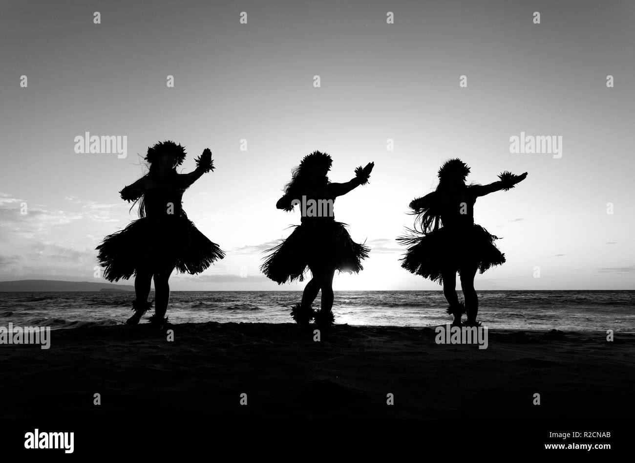 Hawaiian female hula Black and White Stock Photos & Images - Alamy
