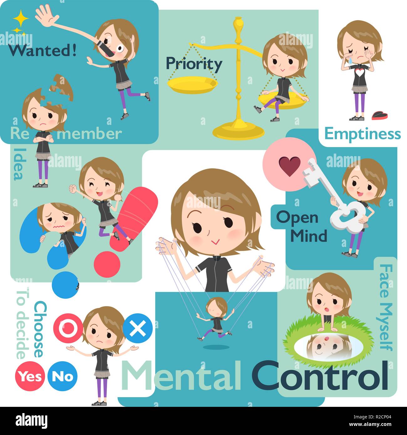 A set of women in sportswear who control emotions.A variety of image ...