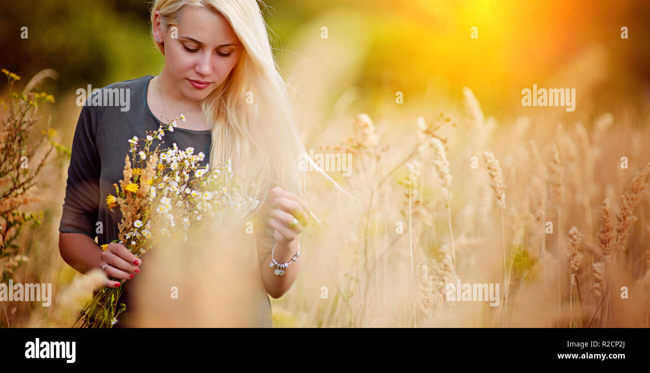 Beauty Girl Outdoors enjoying nature, Sun Light. Glow Sun. Free Happy ...