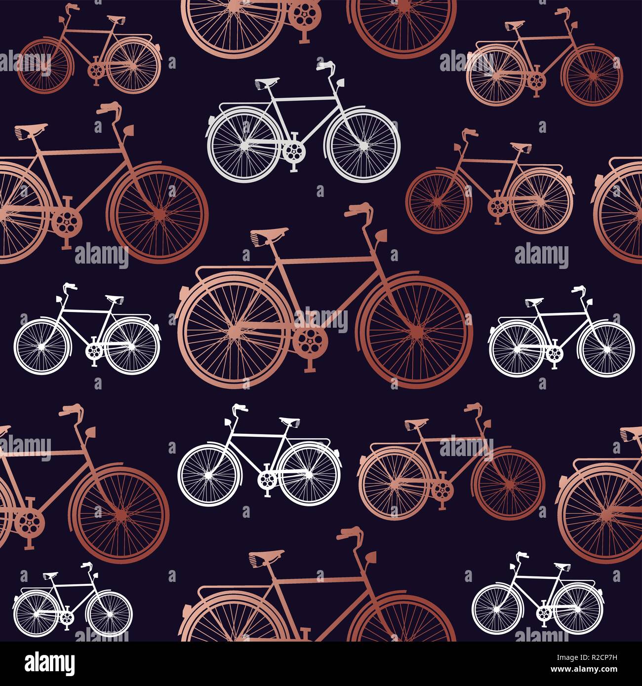 Copper bike seamless pattern, elegant concept design with bicycle ...