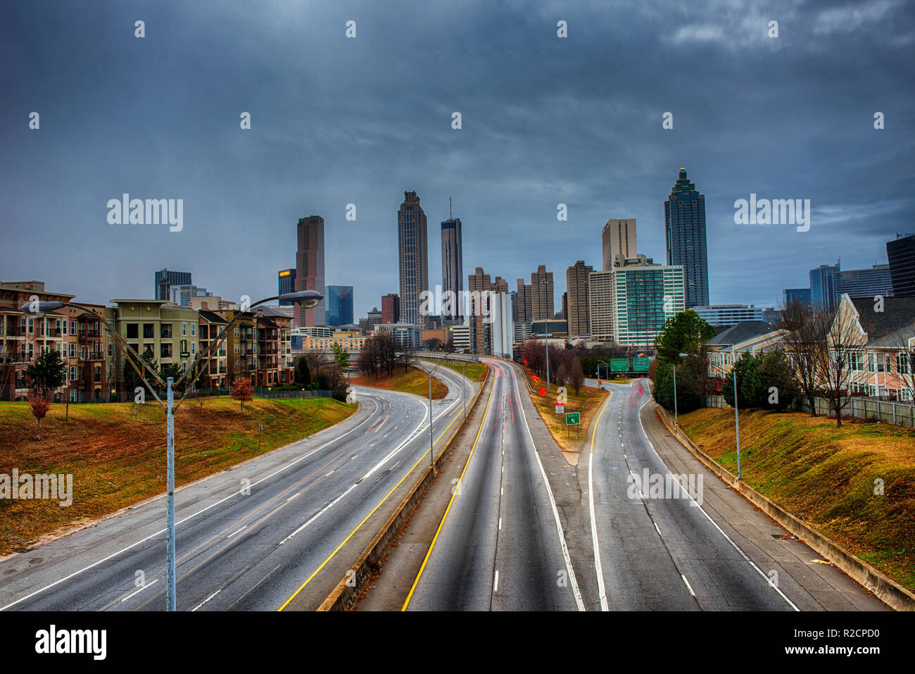 Gorgeous Atlanta skyline over jackson street bridge Stock Photo - Alamy