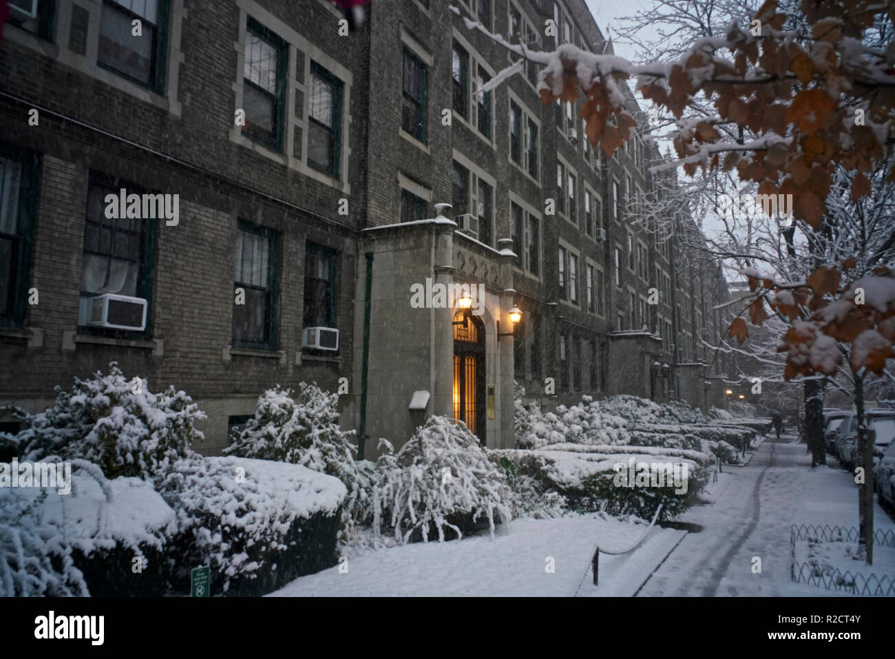 Snow storm in the historic district of Jackson Heights. Early 1900's ...