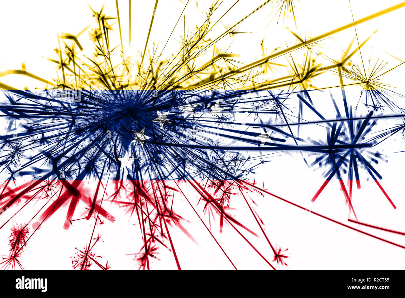 Venezuela fireworks sparkling flag. New Year 2019 and Christmas party ...