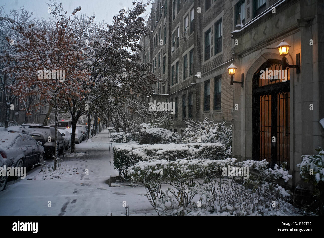 Snow storm in the historic district of Jackson Heights. Early 1900's ...