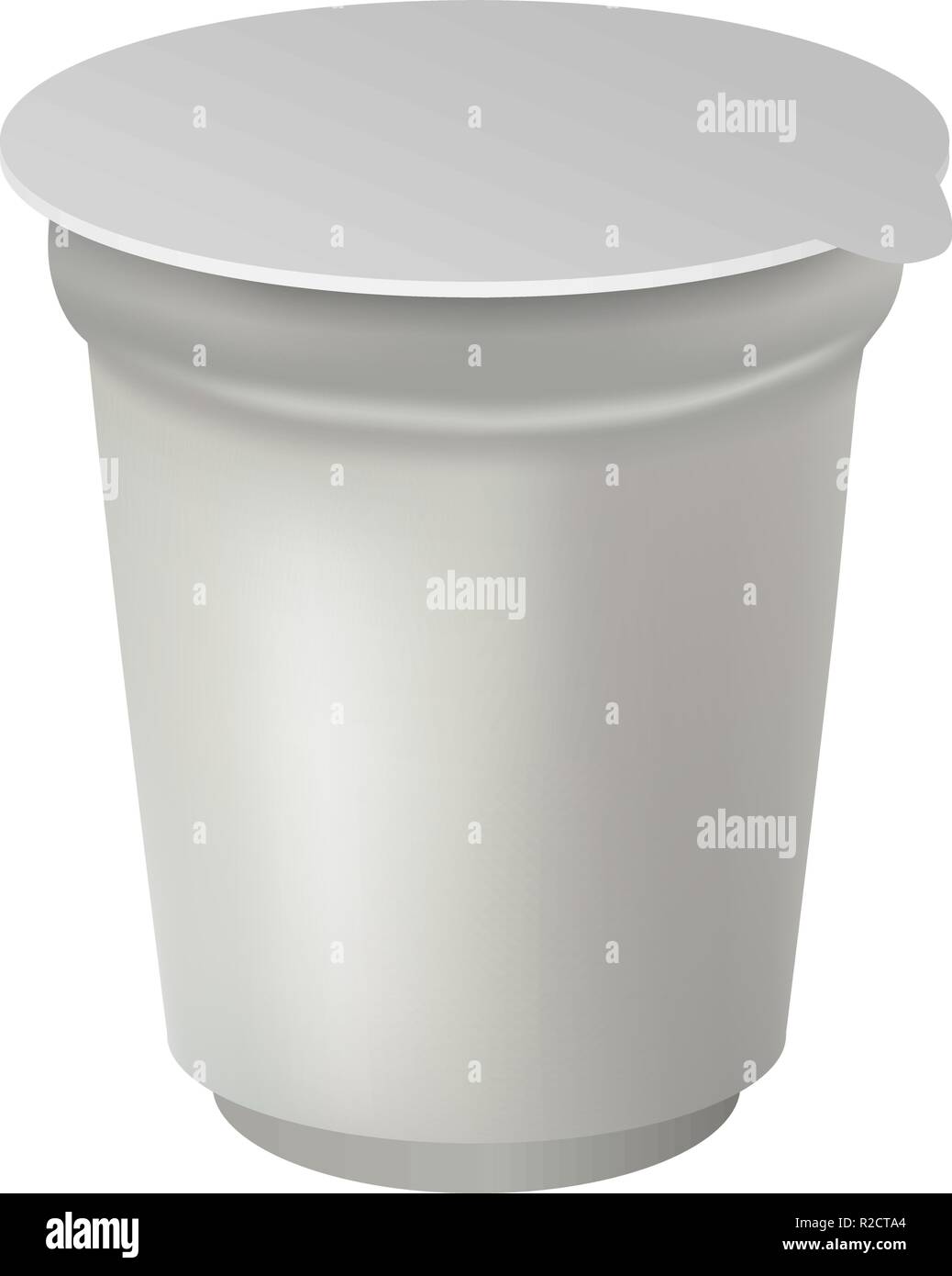 Yogurt box with foil cover mockup. Realistic illustration of yogurt box ...