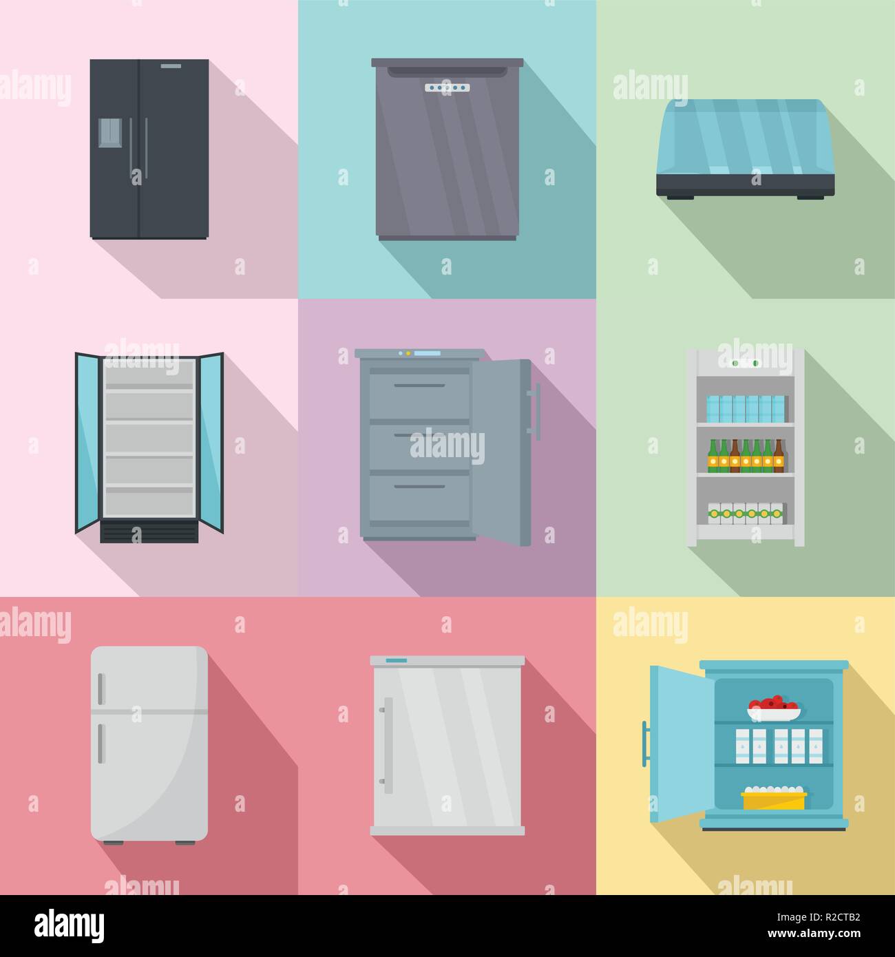 Kitchen equipment icons set. Flat set of 9 kitchen equipment vector ...