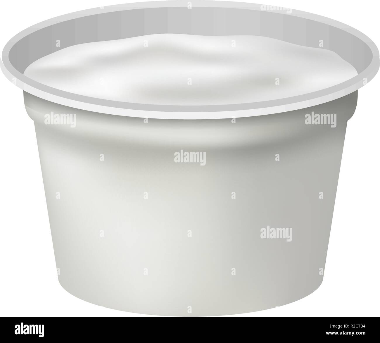 Open round yogurt mockup. Realistic illustration of open round yogurt ...