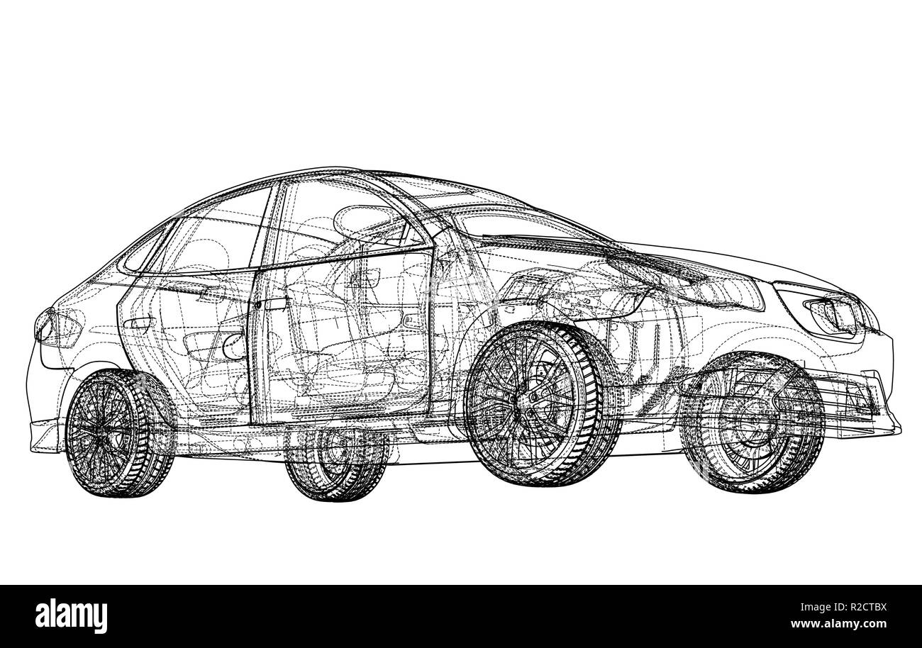 Concept car. Vector rendering of 3d Stock Vector Image & Art - Alamy