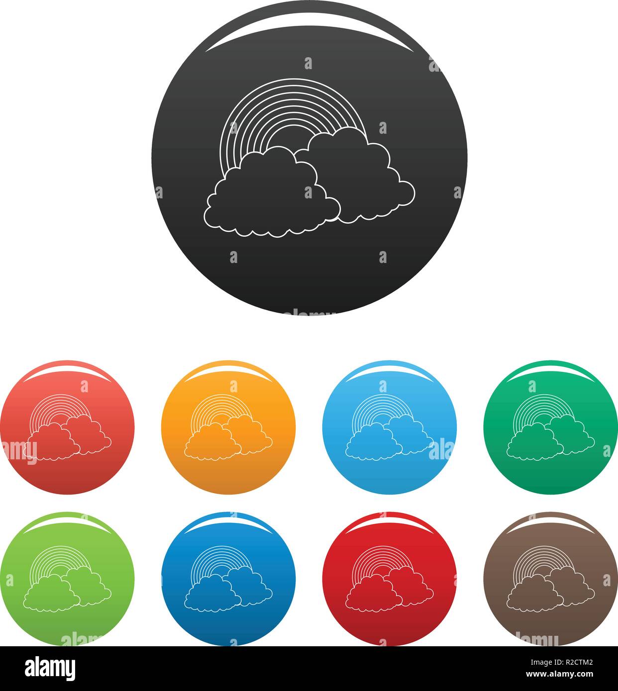 Rainbow icon. Outline illustration of rainbow vector icons set color ...