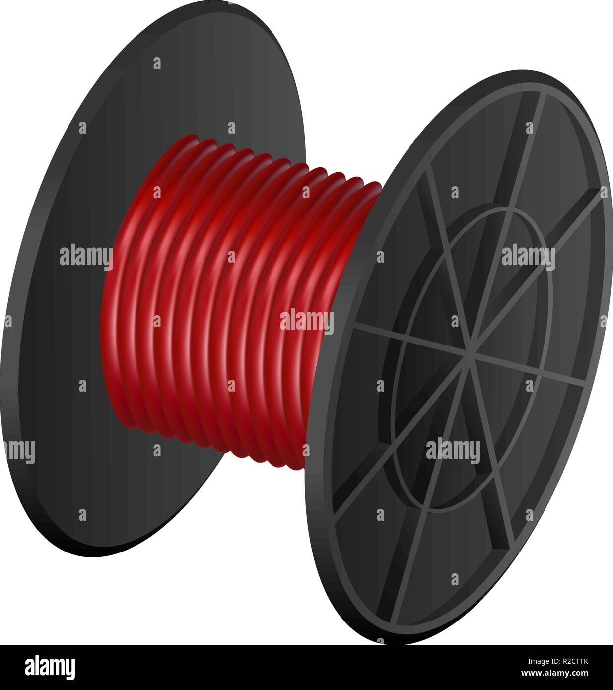 Red cable coil mockup. Realistic illustration of red cable coil vector ...
