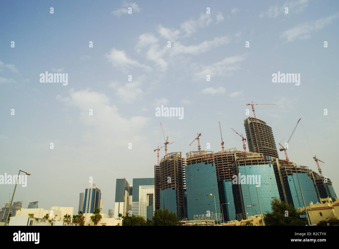 Developing Skyline in Doha Qatar showing new developments Stock Photo ...