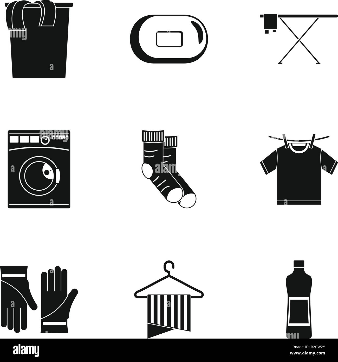 Laundry room icons set. Simple set of 9 laundry room vector icons for ...