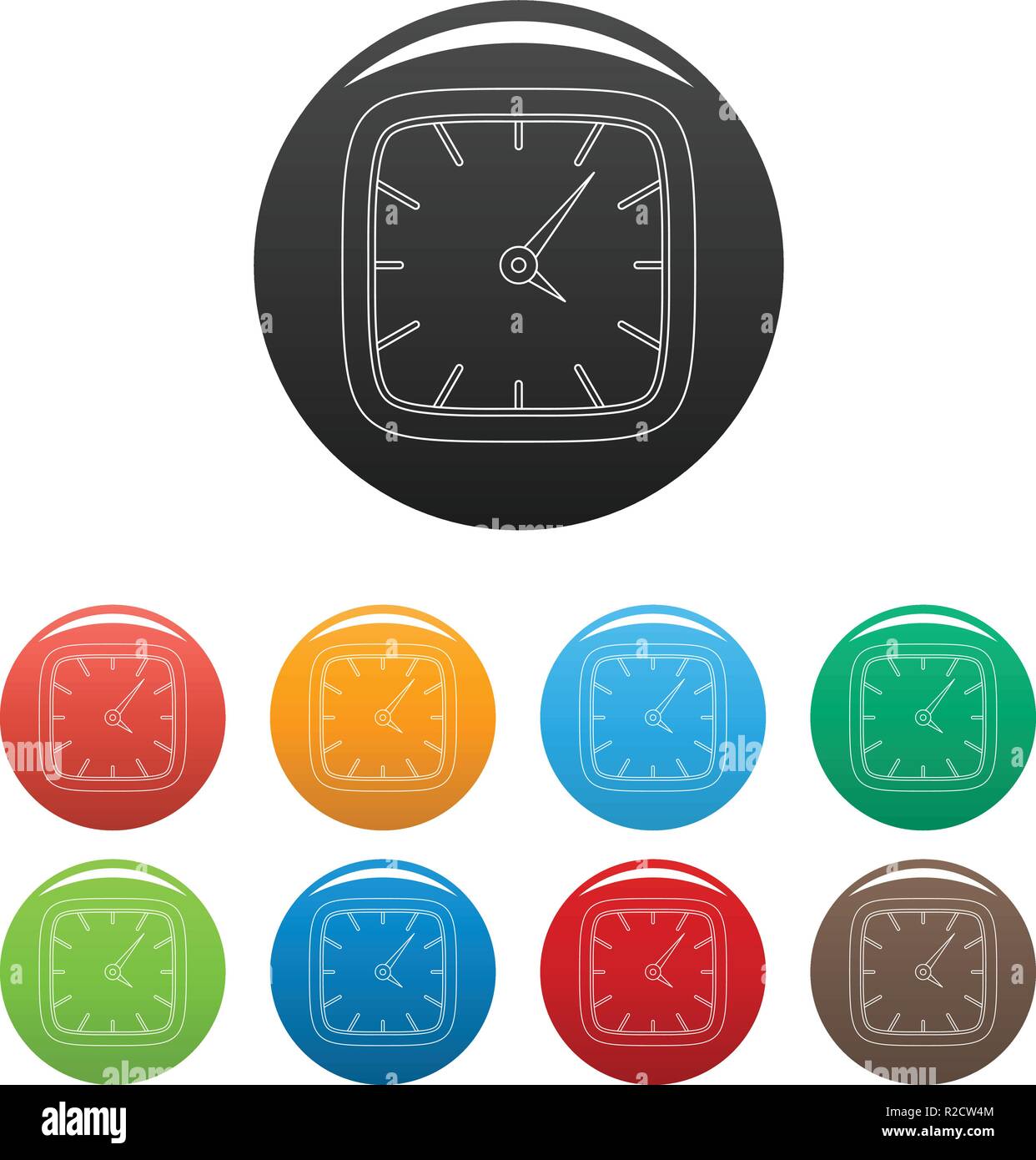 Square clock icon. Outline illustration of square clock vector icons ...