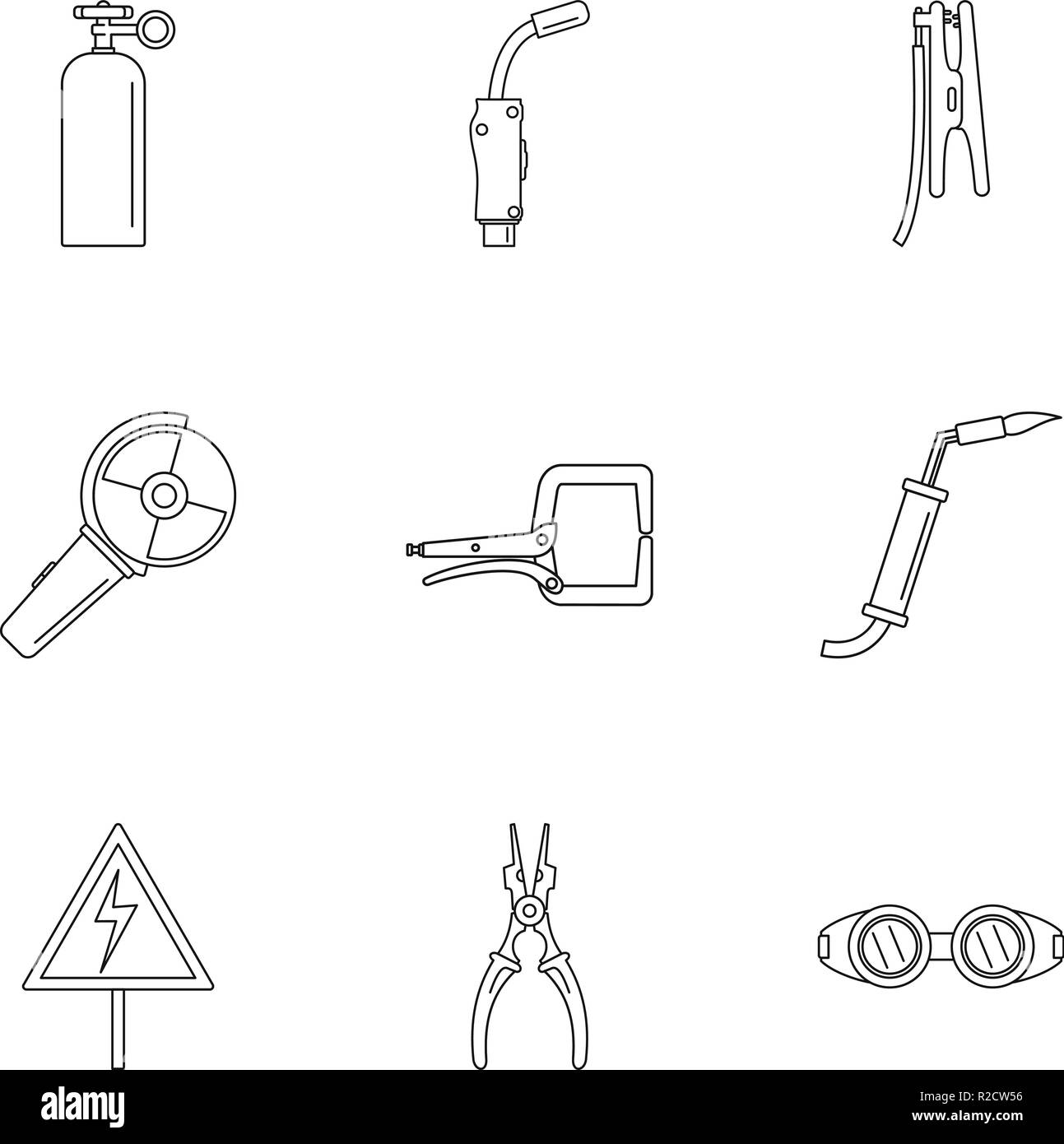 Hard worker icons set. Outline set of 9 hard worker vector icons for ...